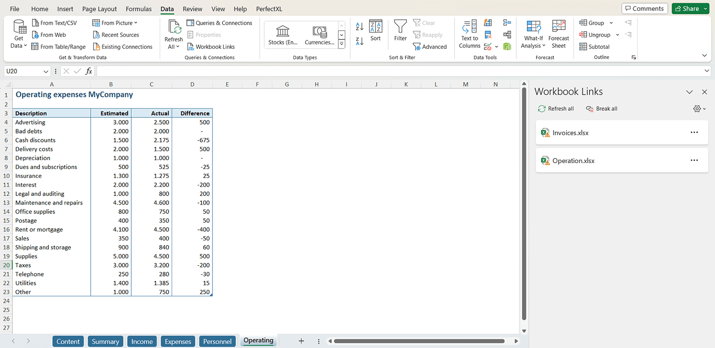 Het gebruik van externe bronnen controleren in Excel // PerfectXL